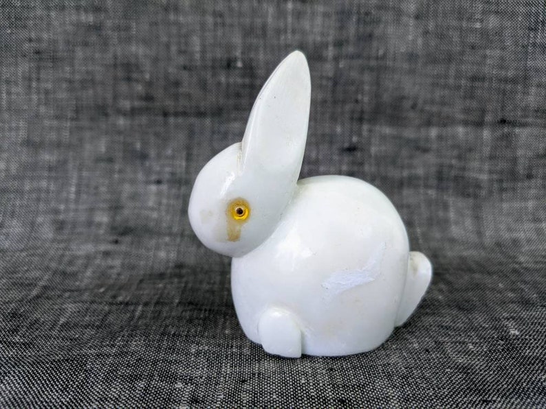 Vintage White Marble Bunny Figurine - Etsy