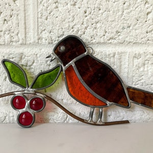Vintage Robin Stained Glass Suncatcher | Stained, Leaded Glass Window ...