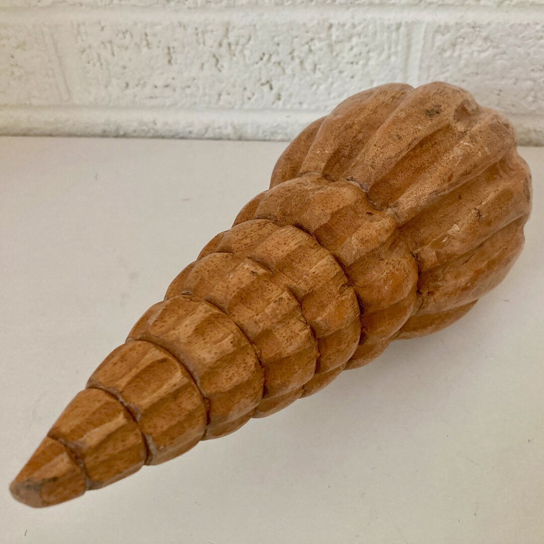 Vintage Wooden Seashell Figurine Hand Carved Wood Sea Shell - Etsy