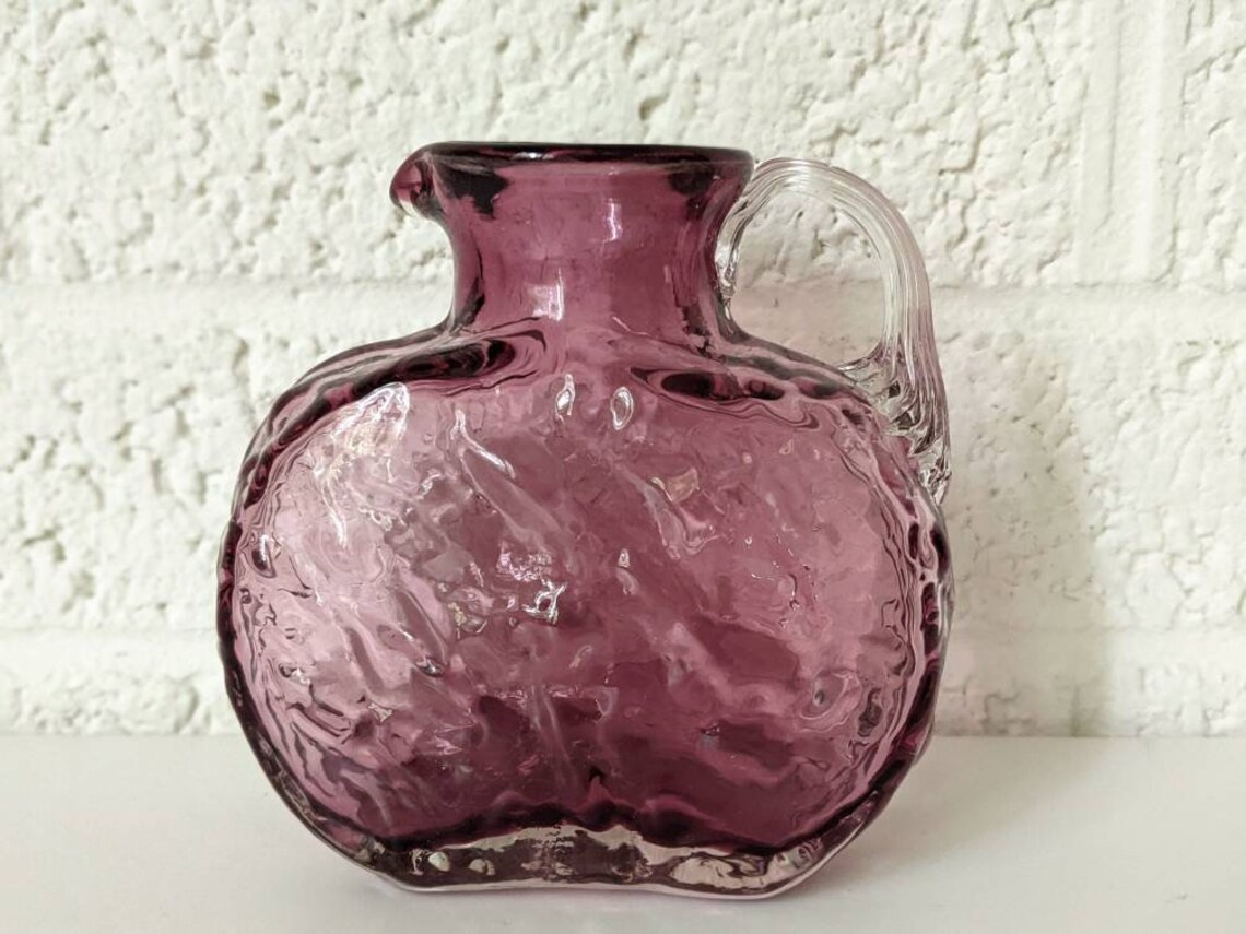 Small Vintage Pilgrim Glass Cranberry Nugget Pattern Pitcher - Etsy
