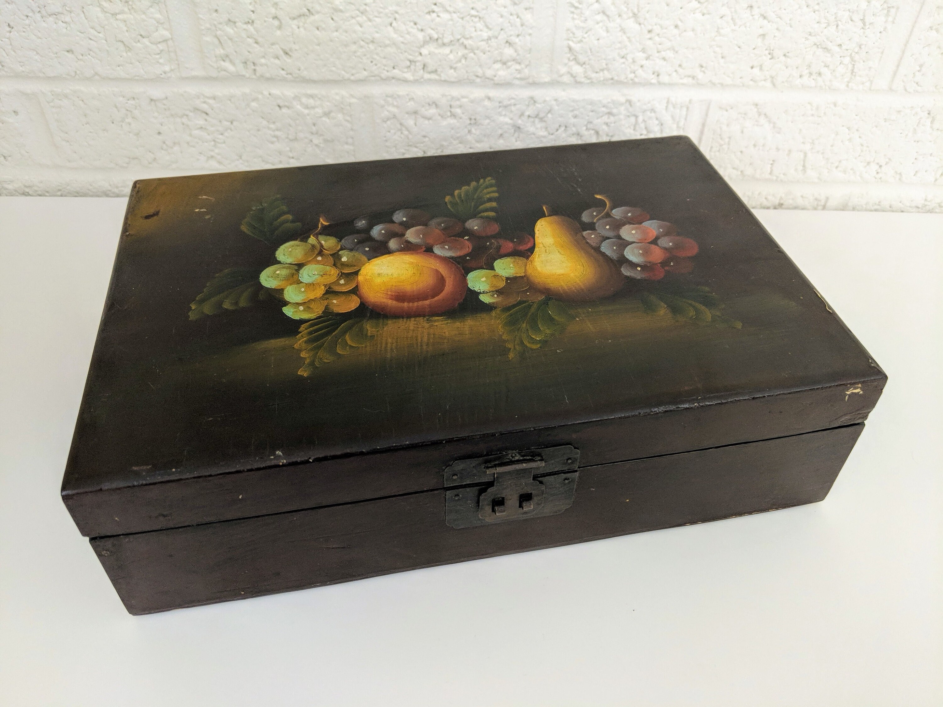 Wooden, Hand Painted Box With Fruit Still Life - Etsy