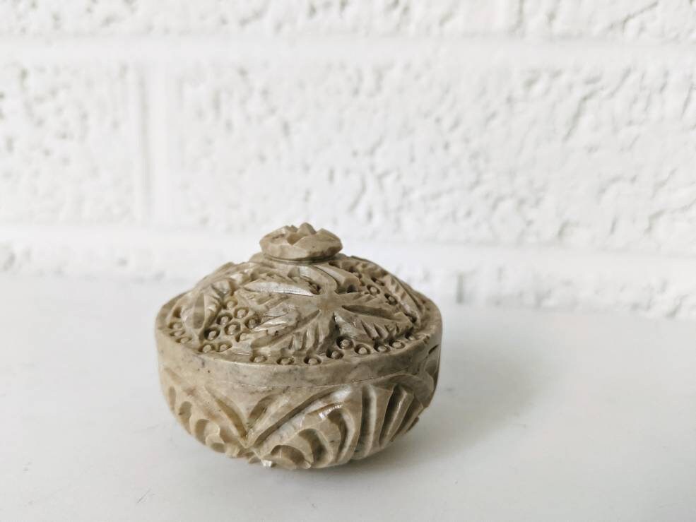 Vintage Carved Stone Box Intricately Carved Ring Box - Etsy UK