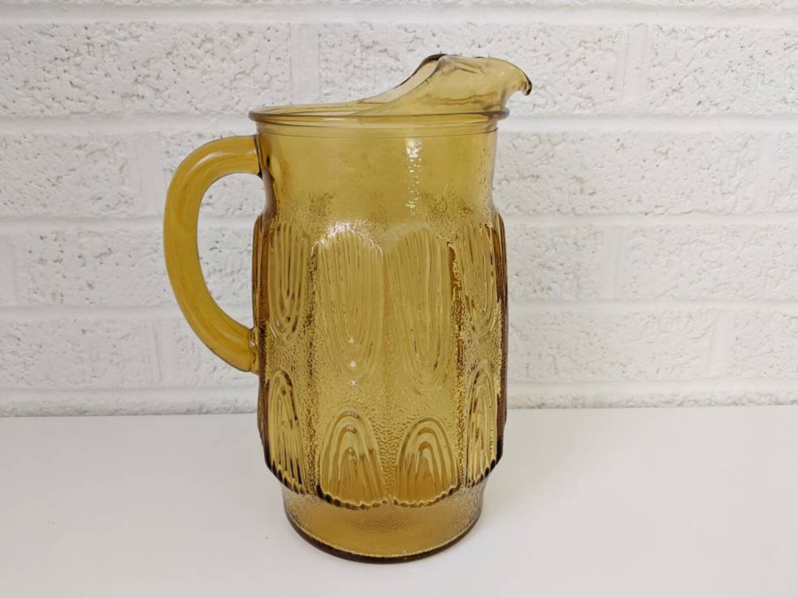 Rare Vintage Anchor Hocking Pattern Amber Pitcher - Etsy