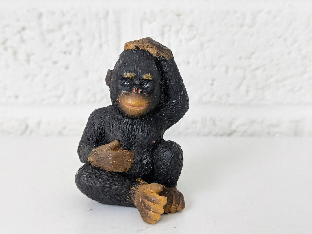 Vintage Resin Chimp Figurine | Miniature Chimpanzee Figurine - Etsy