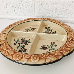 Vintage Japanese Divided Plate Hand Painted Floral Design - Etsy