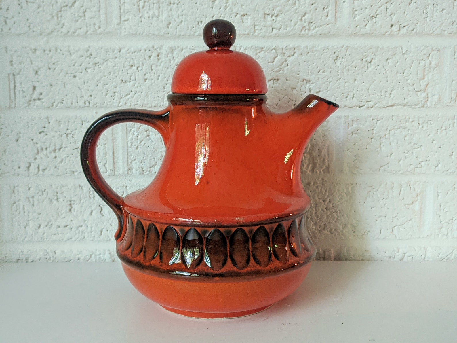 Vintage Red-orange Pottery Dish Set 20-piece Teapot - Etsy