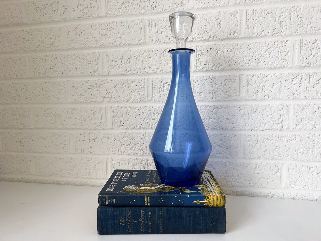 Vintage Blue Mid Century Modern Genie Decanter | Large Genie Bottle ...