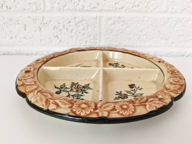 Vintage Japanese Divided Plate Hand Painted Floral Design | Etsy