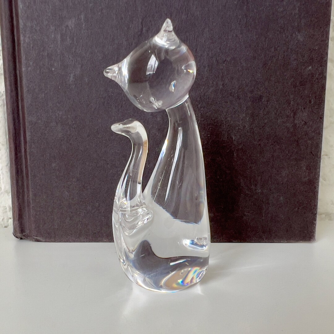 Vintage Blown Glass Cat Figurine Sitting Cat - Etsy