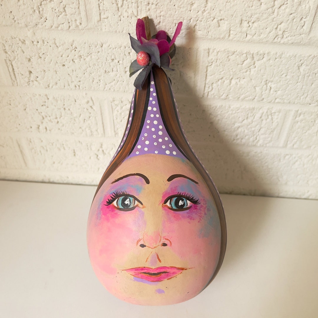 Vintage Painted Gourd Face - Etsy