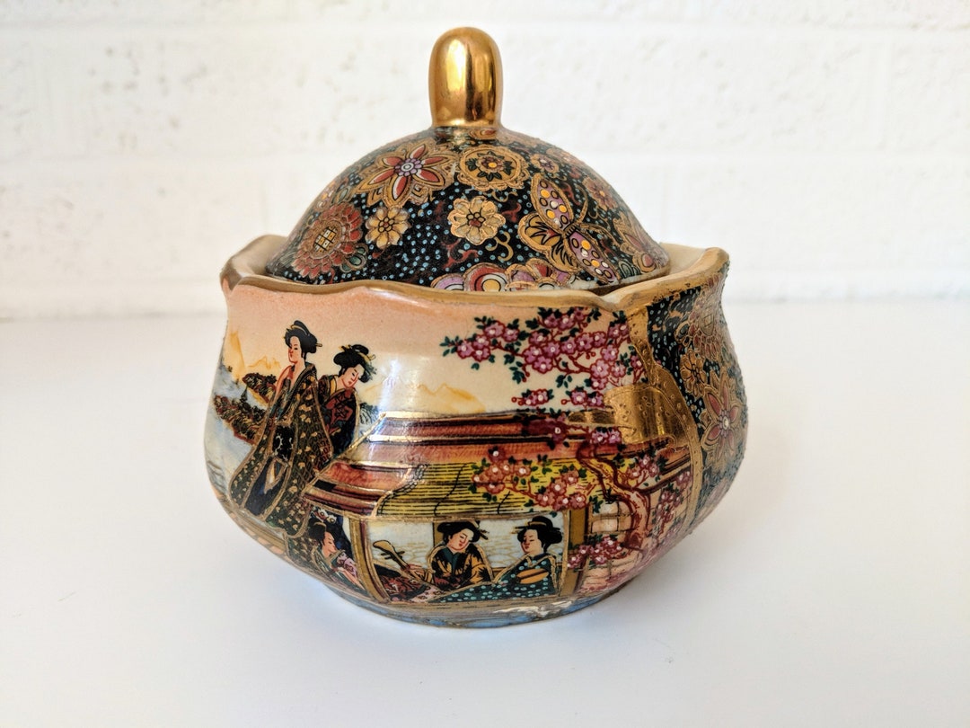 Vintage Japanese Satsuma Style Vase With Lid - Etsy