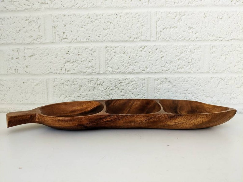 Vintage Monkey Pod Wood Tray | Pea Pod Tray - Etsy