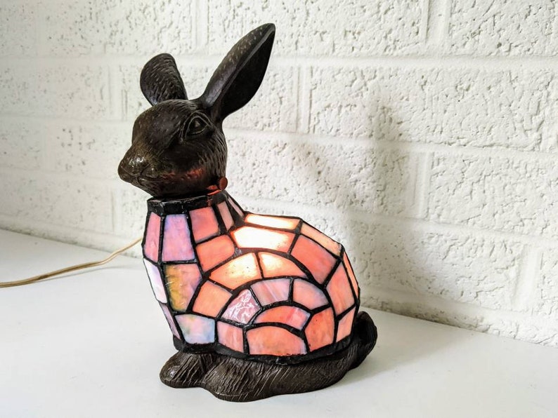 Vintage Rabbit Lamp Lot Tiffany Style Stained Glass and | Etsy