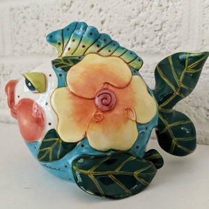 Diane Artware Ceramic Floral Fish Figurine Kissing Fish | Etsy