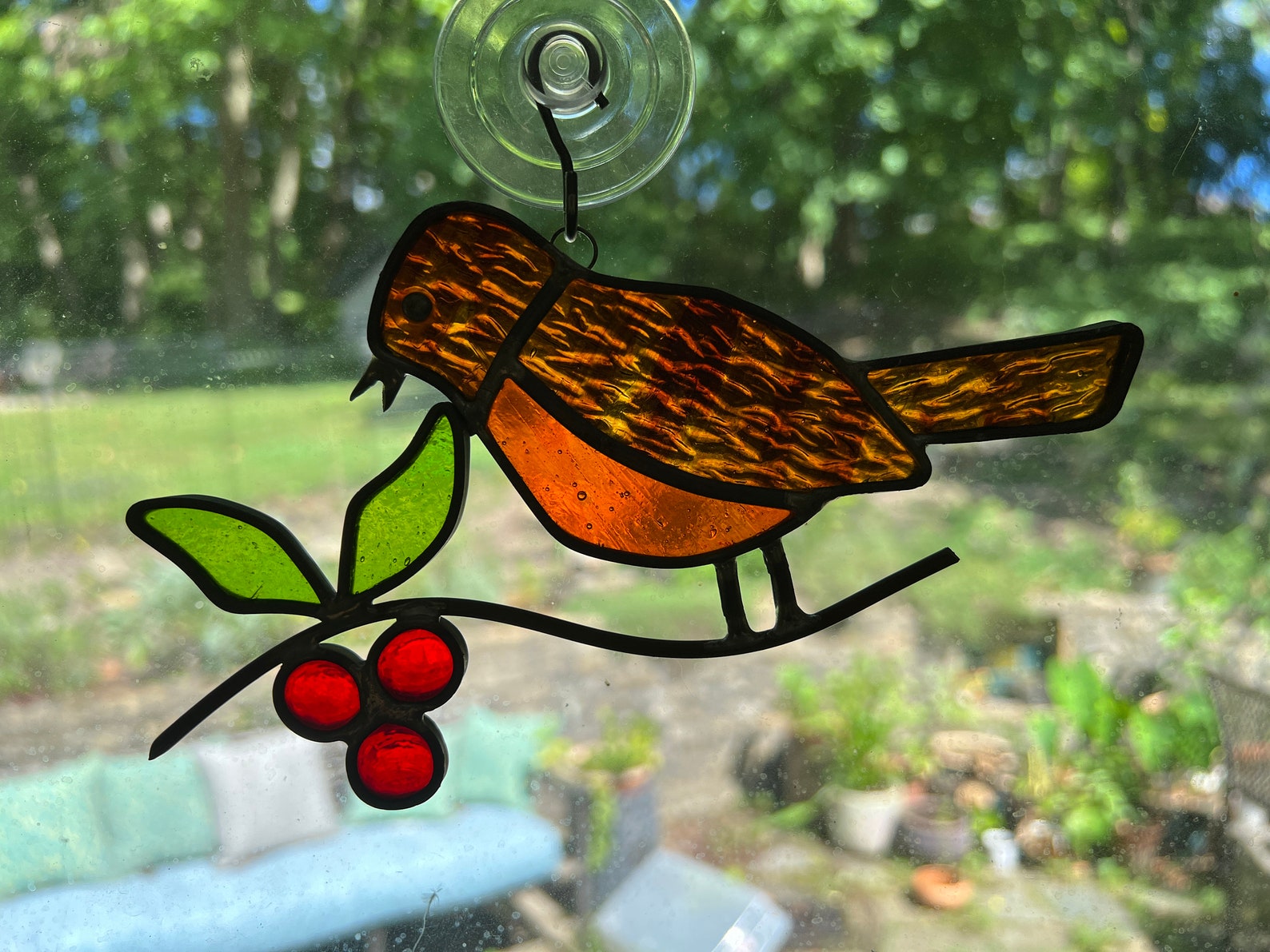 Vintage Robin Stained Glass Suncatcher Stained Leaded Glass - Etsy