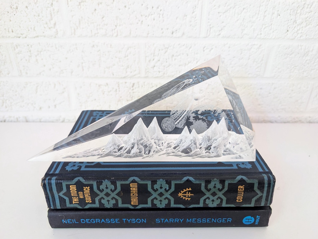 Vintage 3D Laser Etched Acrylic Art | Engraved Planets and Mountains ...