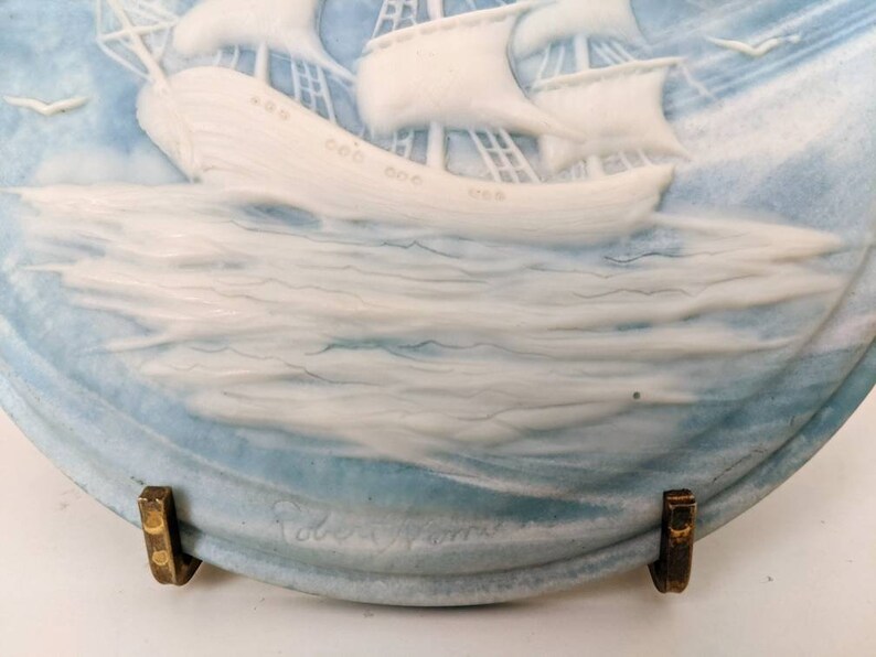 Vintage Incolay Wall Art Ship Plaque Designed and Signed | Etsy