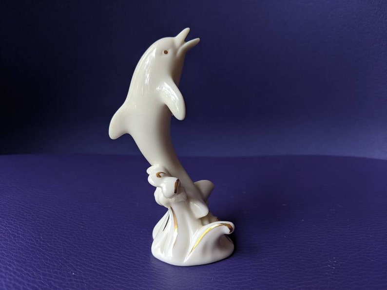 Lenox Dolphin Figurine Porcelain With Gold Accents on Ocean | Etsy