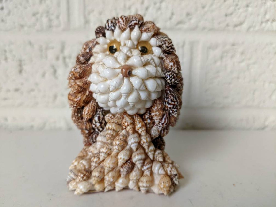 Vintage Seashell Dog Figurine | Etsy