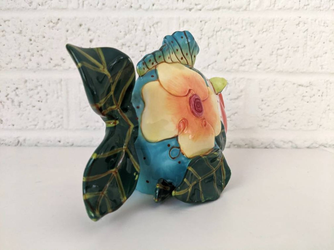 Diane Artware Ceramic Floral Fish Figurine Kissing Fish | Etsy