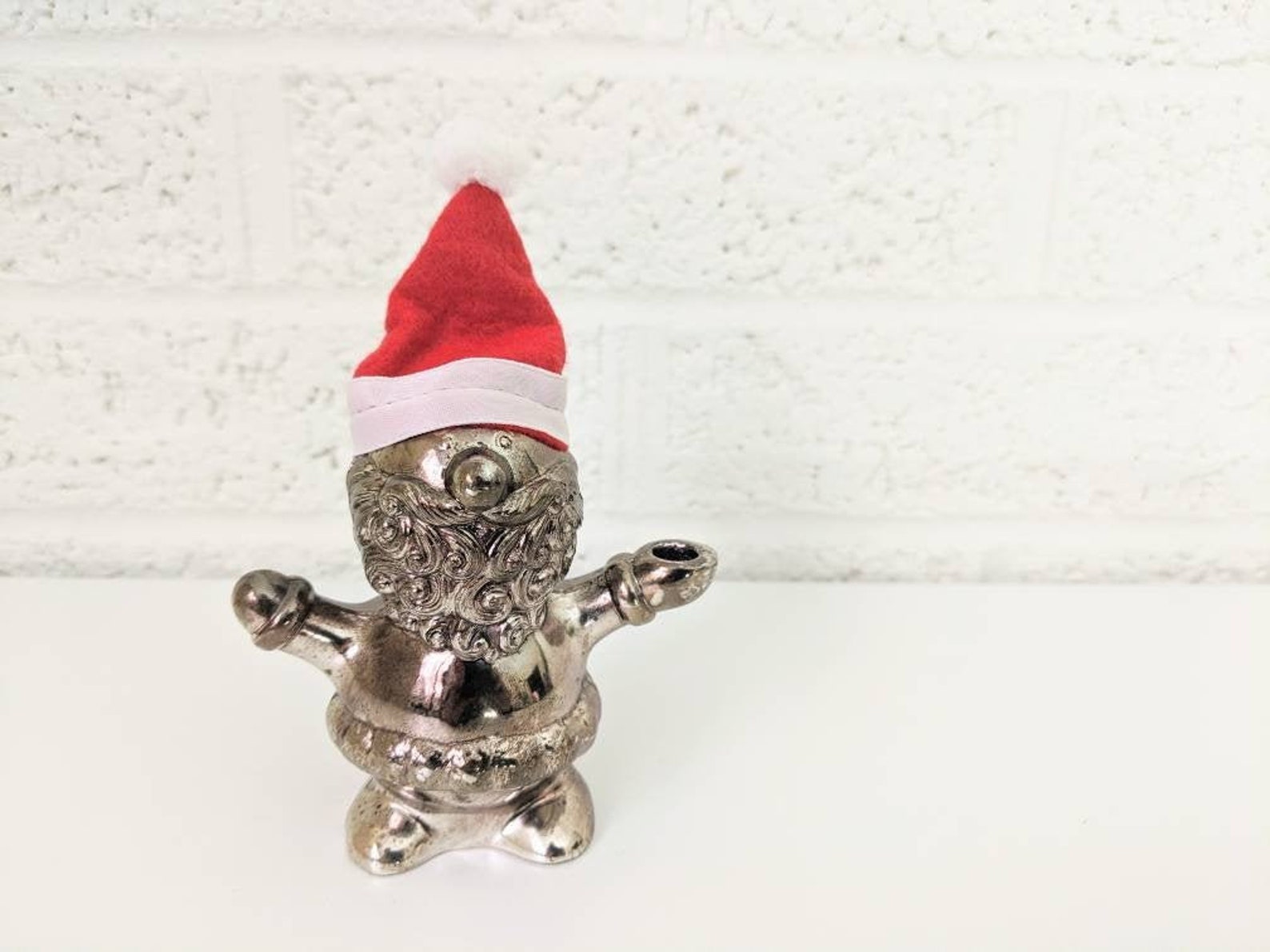 Vintage Rogers Silver Santa Figurine and Candleholder With Red - Etsy