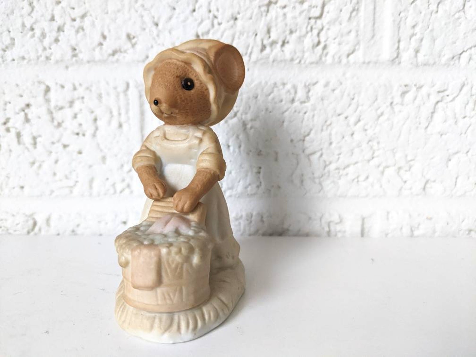 Vintage Country Calico Mouse Washing Laundry Figurine Days - Etsy