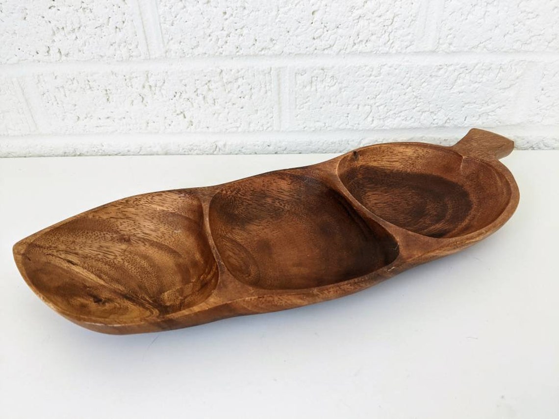 Vintage Monkey Pod Wood Tray Pea Pod Tray | Etsy