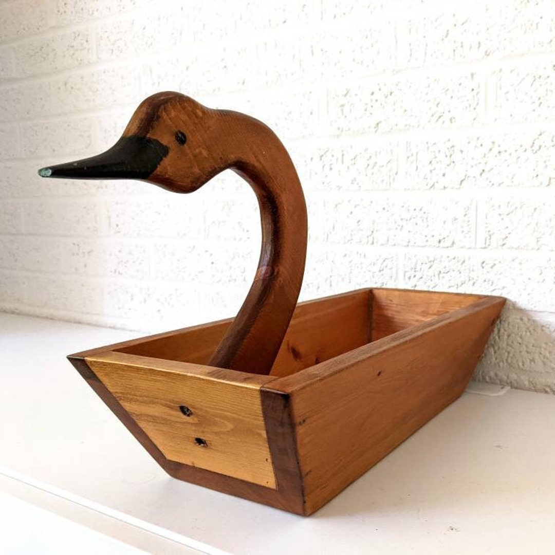 Vintage Wood Goose Basket | Planter, Magazine Holder, Toilet Paper Roll ...