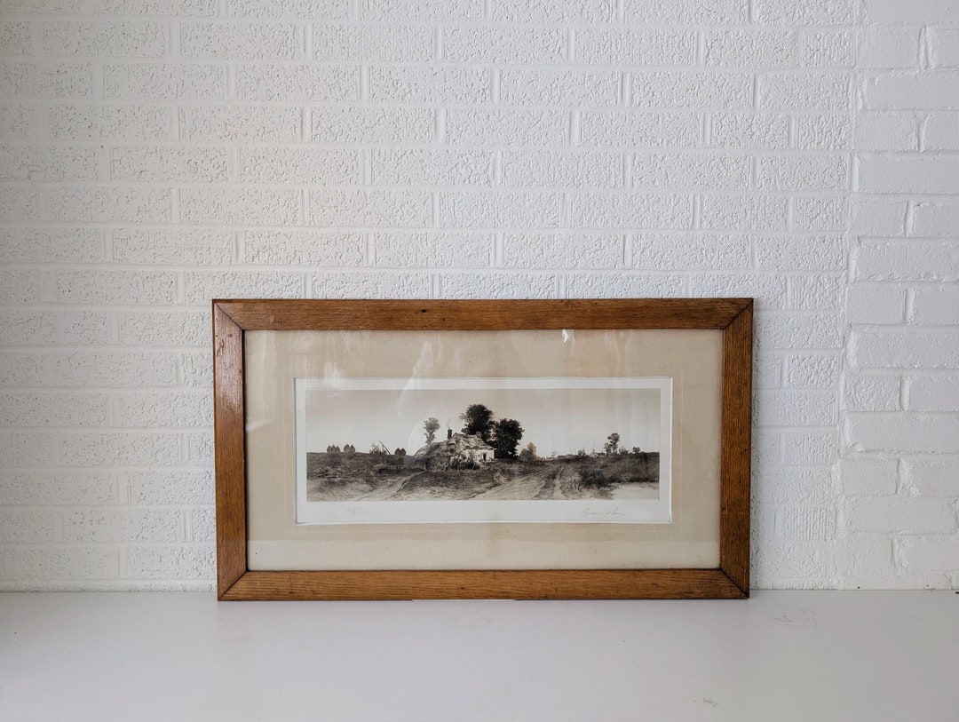 Antique Ernest C. Rost Etching | Signed and Framed | Cottage Farm - Etsy