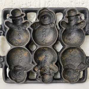 Vintage Snowman Cookies Cast Iron Baking Mold by John Wright - Etsy