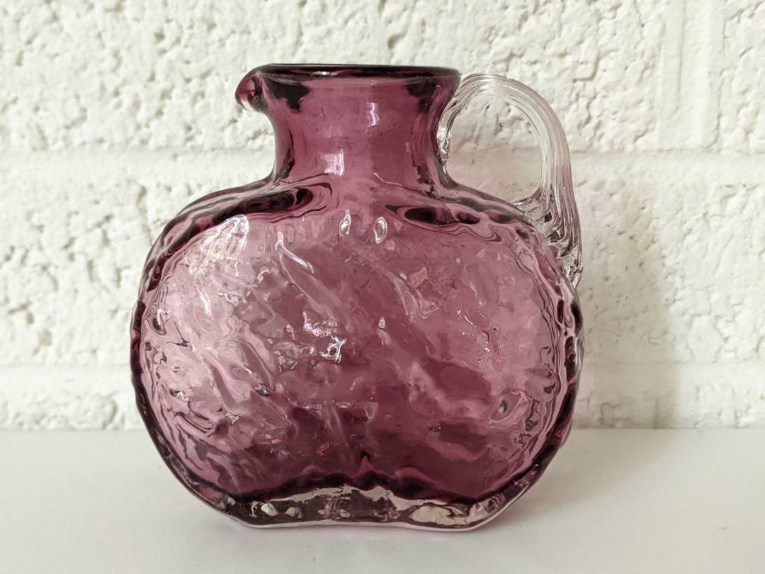 Small Vintage Pilgrim Glass Cranberry Nugget Pattern Pitcher Vase - Etsy