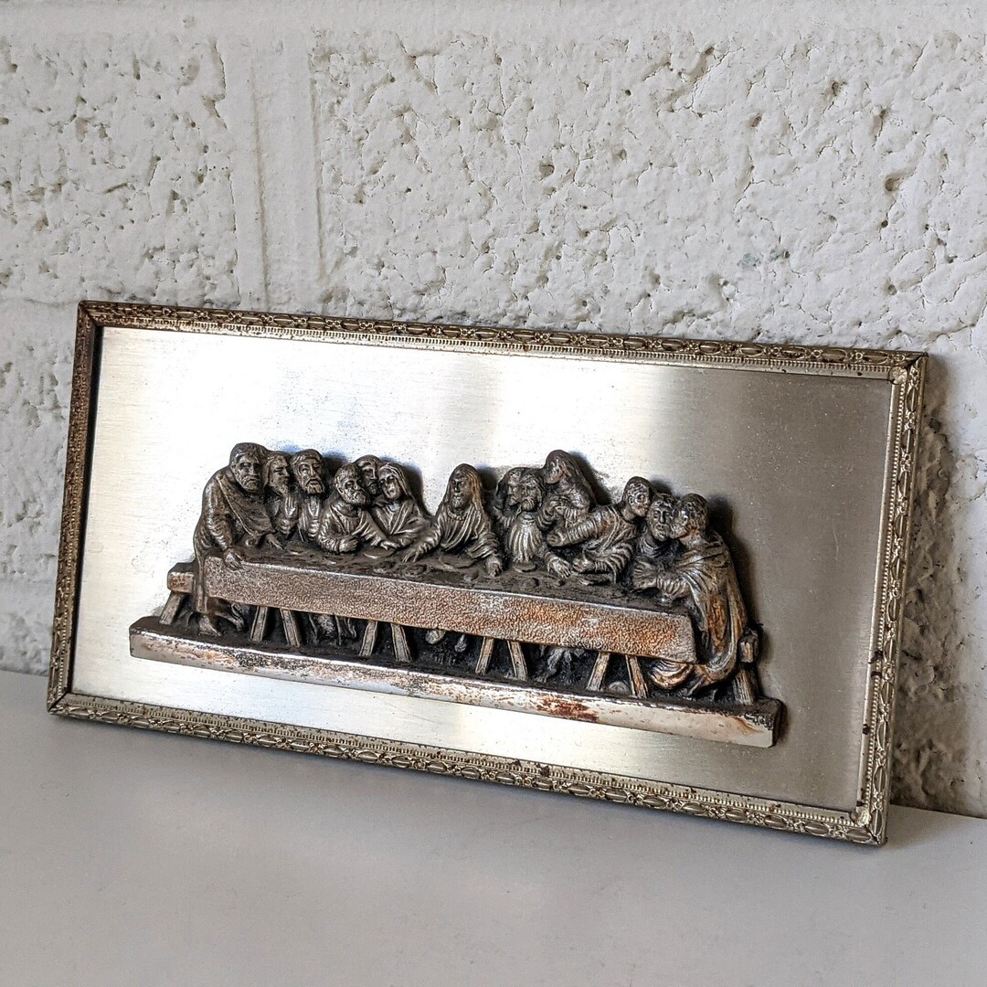 Vintage Metal 3-D Last Supper Wall Art Framed Brass Last Supper Wall or ...