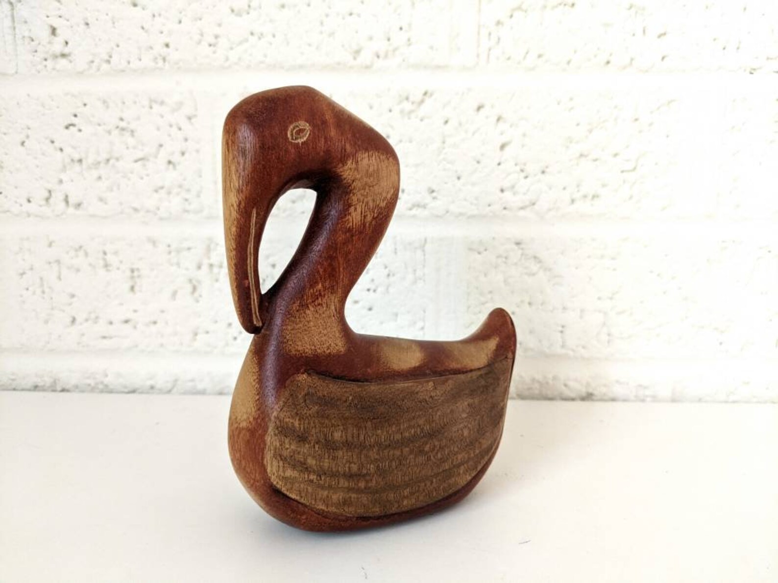 Vintage Hand Carved Wooden Swan | Etsy