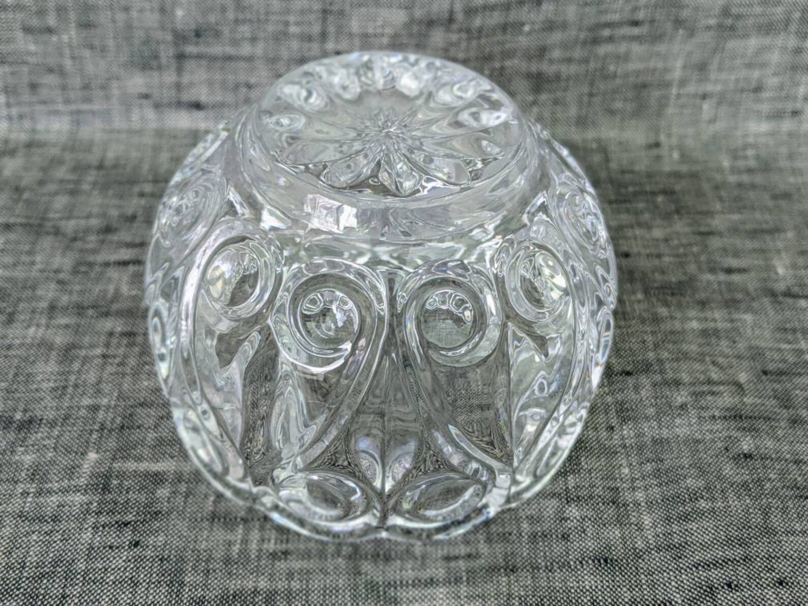 Small Vintage Glass Bowl With Scroll Design | Etsy