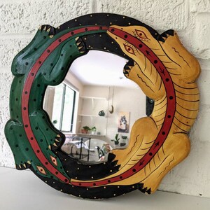 Vintage Wooden Framed Mirror With Two Lizards Alligators or - Etsy