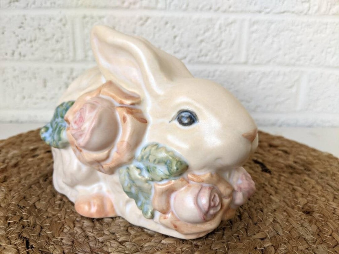 Vintage Bunny Figurine With Roses | BRN China | Baby Bunny - Etsy