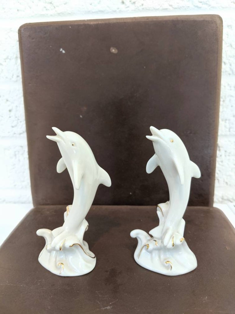 Lenox Dolphin Figurine Porcelain With Gold Accents on Ocean | Etsy