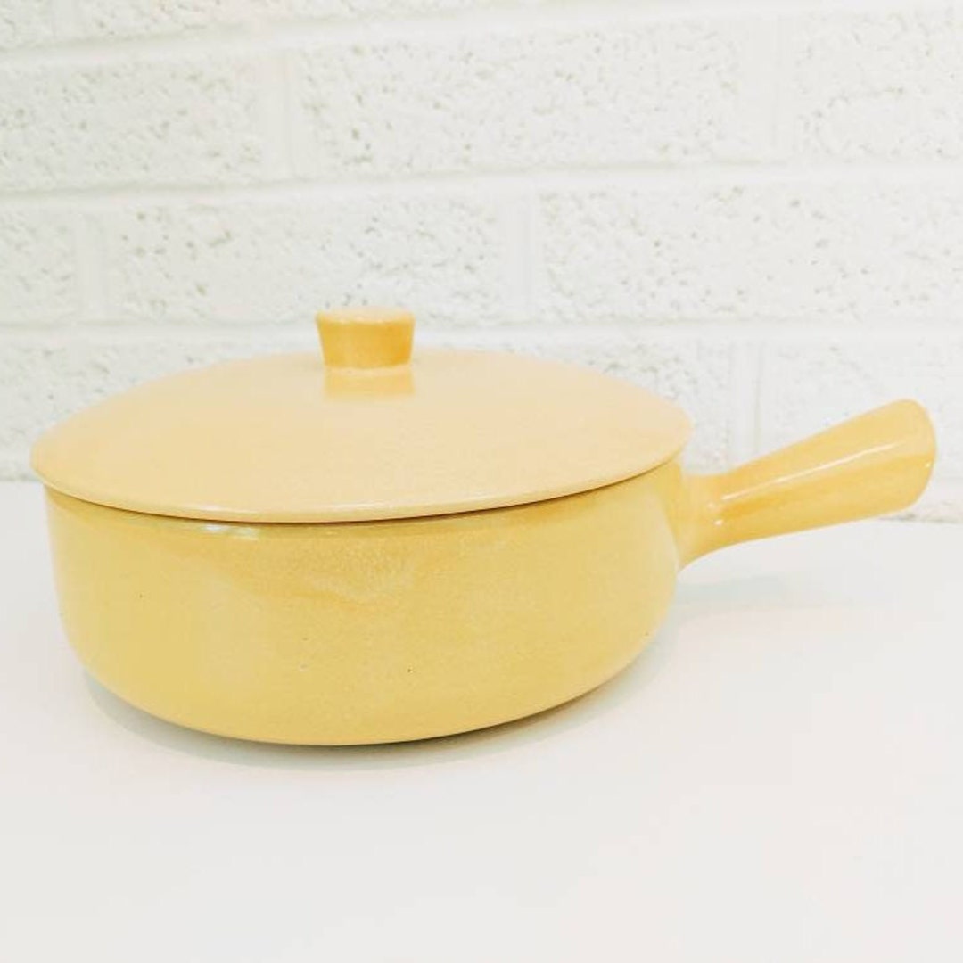 Vintage One-handled Pot With Lid | Lovely Buttery Canary Yellow - Etsy