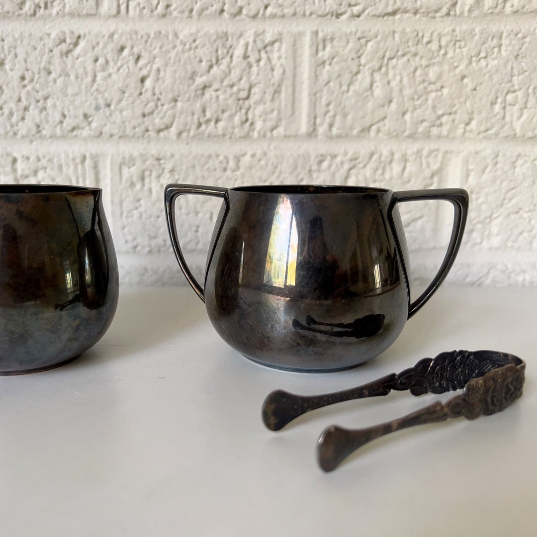 Vintage Empire Crafts Sugar Bowl, Tongs, and Creamer Pitcher ...