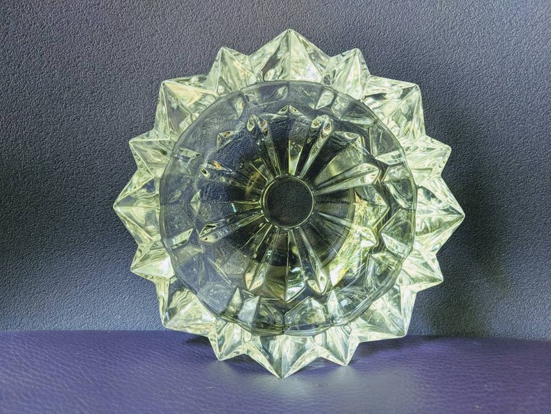 Vintage Cut Glass Bowl With Faceted Pointed Rim - Etsy