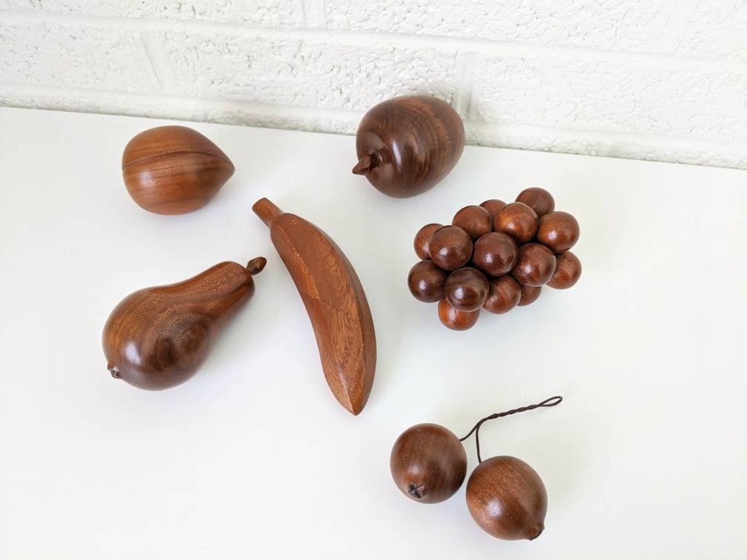 Bowl of Vintage Wooden Fruit - Etsy