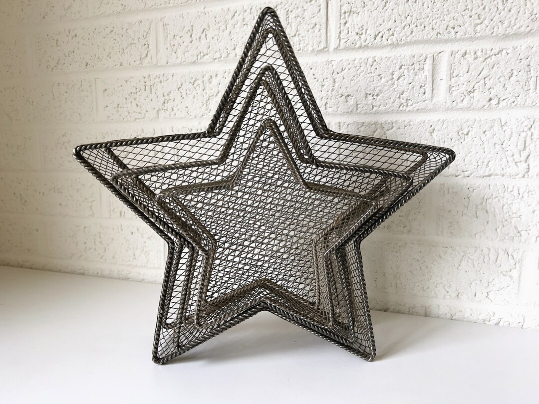 Set 3 Vintage Mesh Wire Star Baskets | Nesting Star Baskets - Etsy