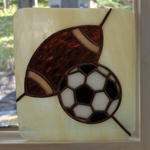 Vintage Stained Glass Panel | Football, Futbol, Soccer Glass Panel - Etsy