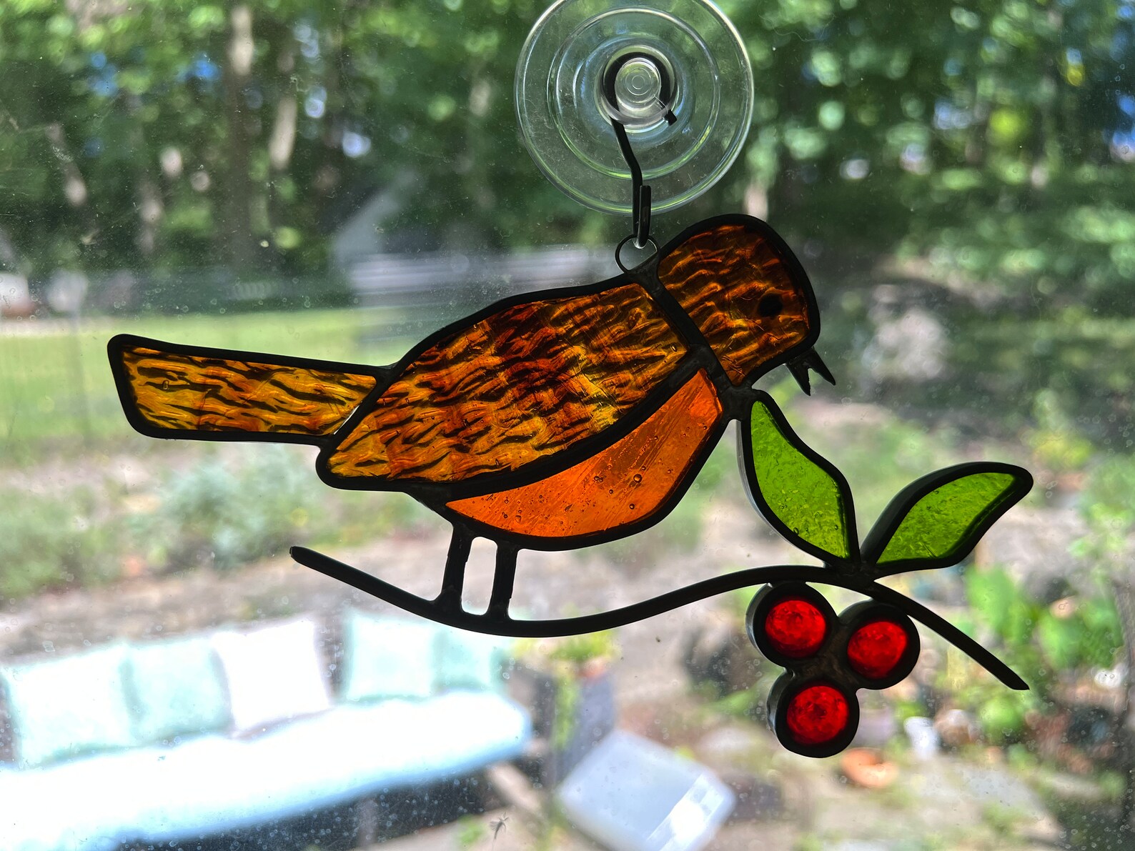 Vintage Robin Stained Glass Suncatcher Stained Leaded Glass - Etsy