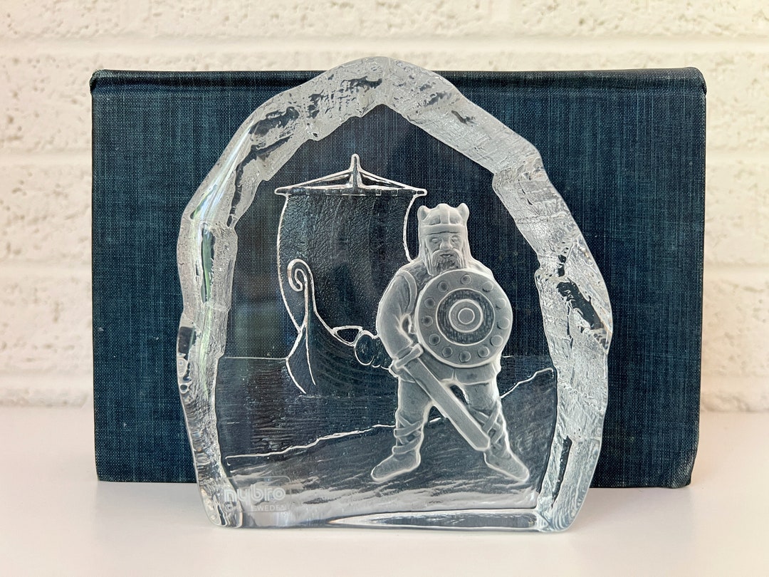 Vintage Nybro Iceberg Viking and Ship Art Glass by Paul Isling | Sweden ...
