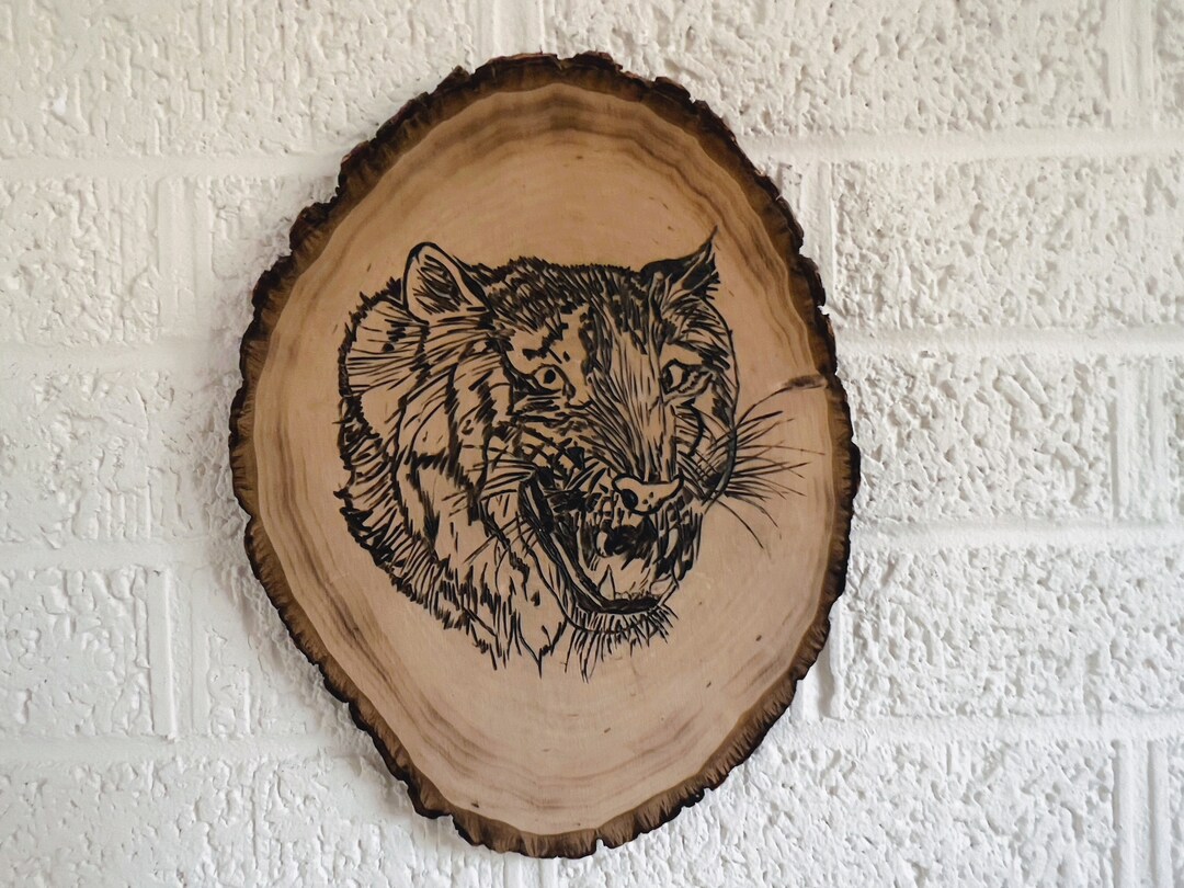 Vintage Wood Burn Wall Art | Tiger Wall Art - Etsy
