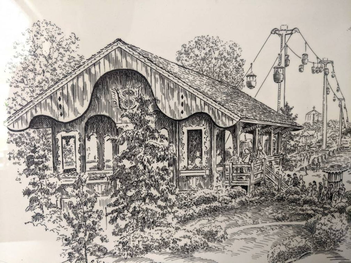 Vintage Framed Caroline Williams Pen and Ink Print Coney - Etsy