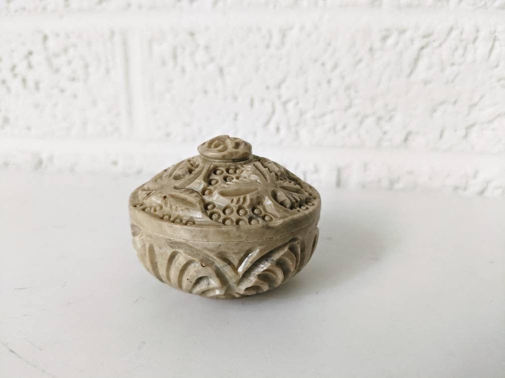Vintage Carved Stone Box Intricately Carved Ring Box - Etsy UK