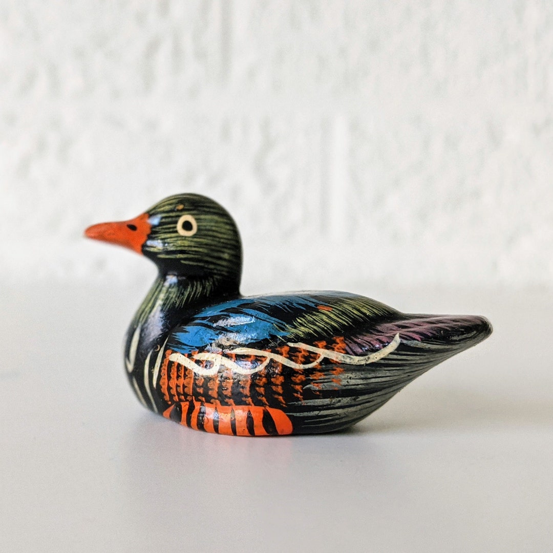 Tiny Vintage Hand Painted Clay Duck Figurine Miniature Duck Decoy ...