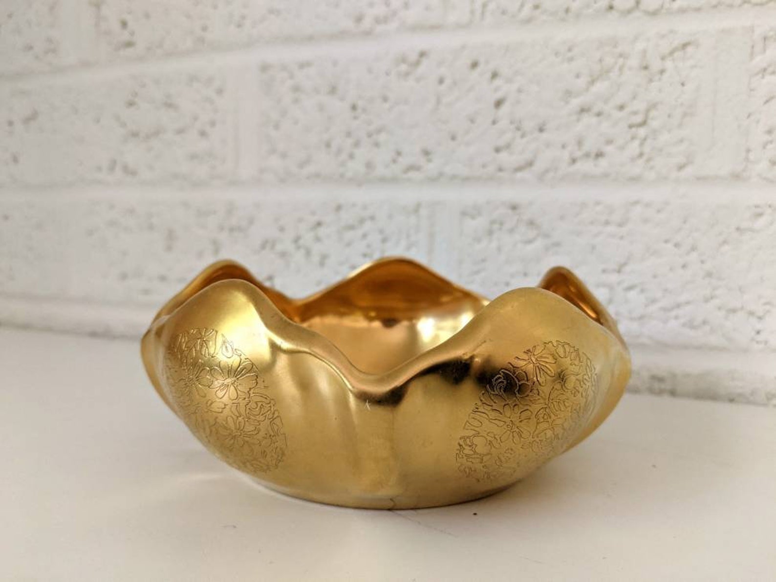 Small Vintage Pickard Gold Bowl Rose Daisy Tulip Petal - Etsy